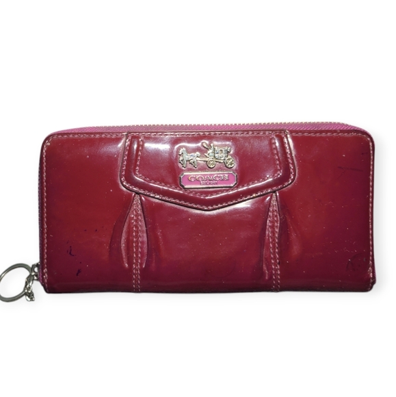 Coach | Bags | Coach Madison Patent Leather Wallet In Deep Wine | Poshmark